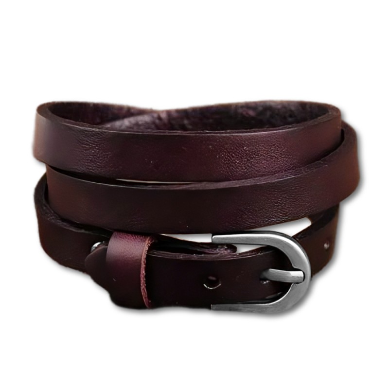 Bracelet homme en cuir véritable marron triple enroulement ZB0253